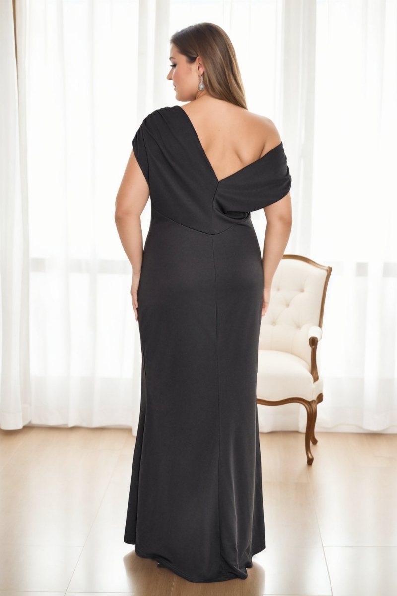 Branca Plus Size Black Column Evening Dress Hello Curve