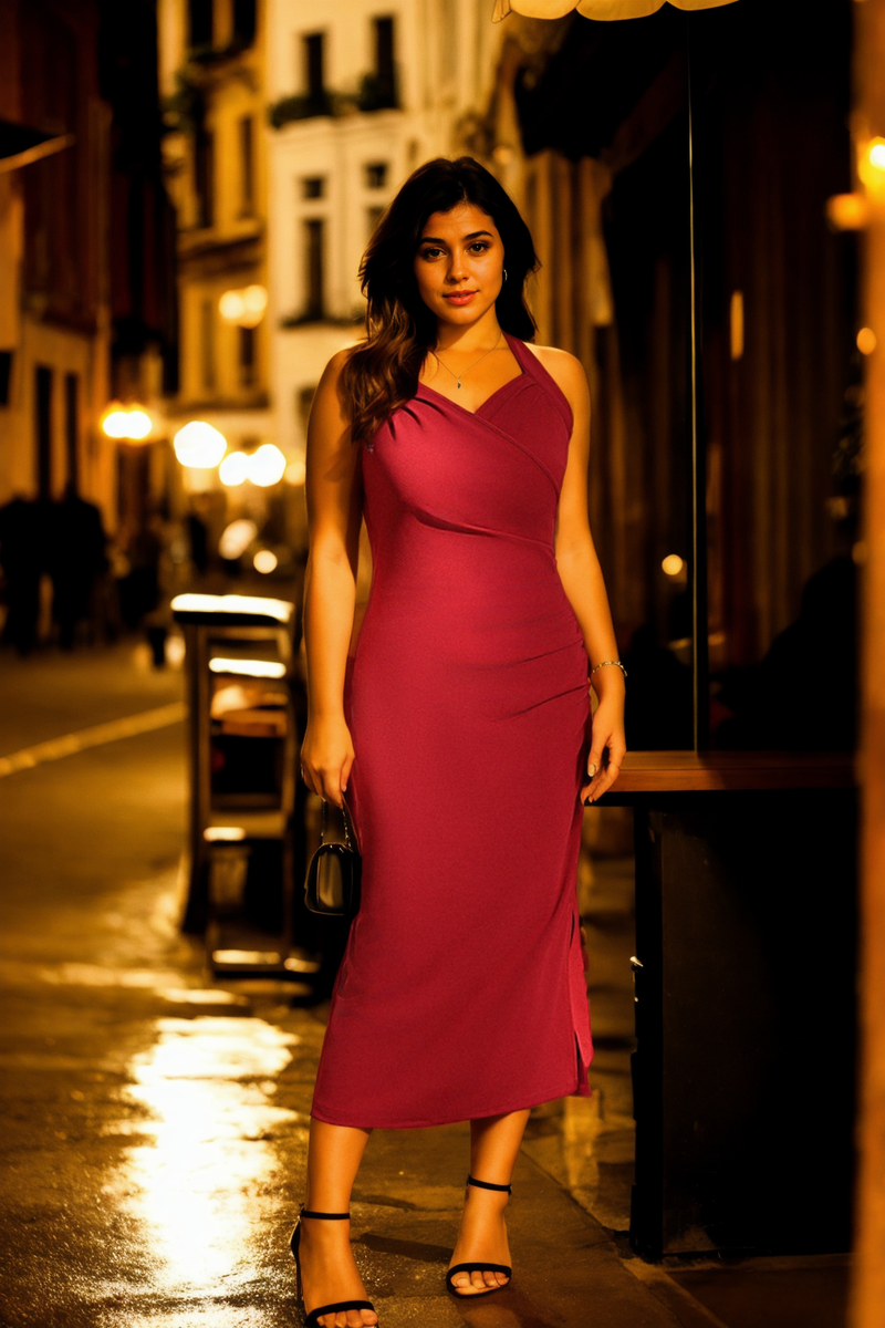 Anna Plus Size Red Halter Dress– Hello Curve