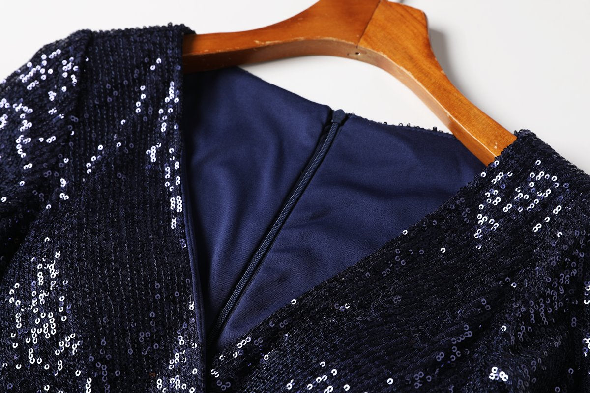 Plus Size Sequin Long Sleeve Gown Hello Curve