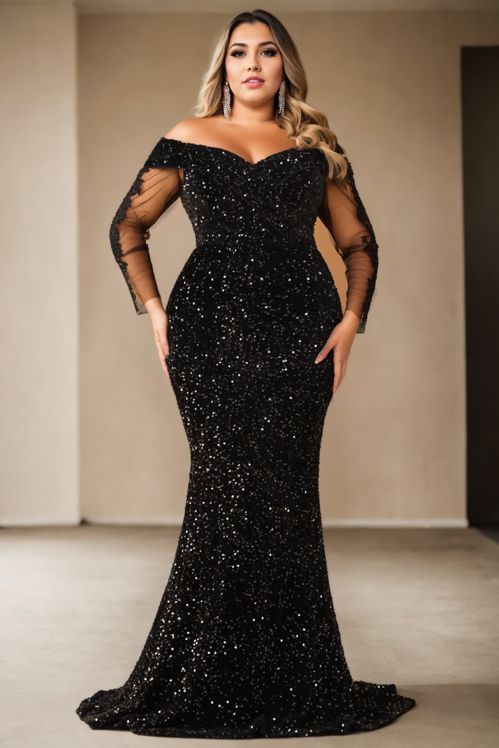 Adele Plus Size Black Mermaid Gown– Hello Curve