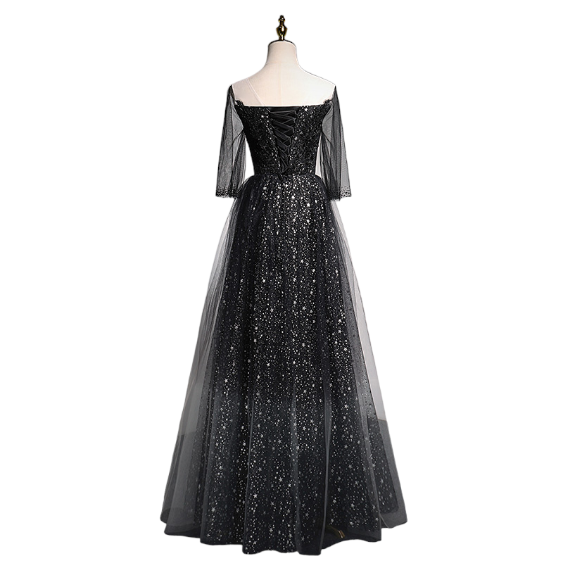 Plus Size Black Mid Sleeve Evening Dress– Hello Curve