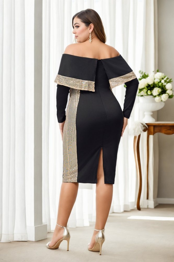 Capri Plus Size Black Off Shoulder Cocktail Dress– Hello Curve