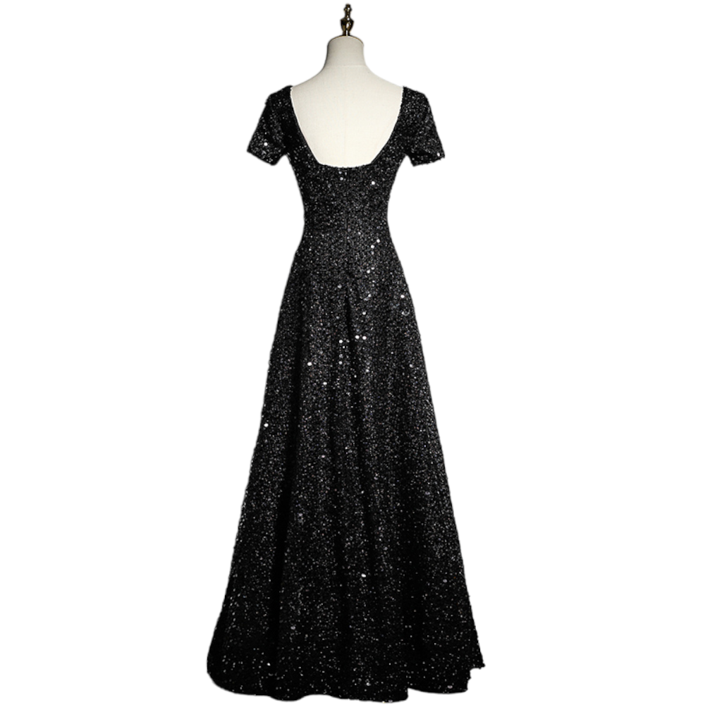 Plus Size Black Square Neck Evening Dress– Hello Curve