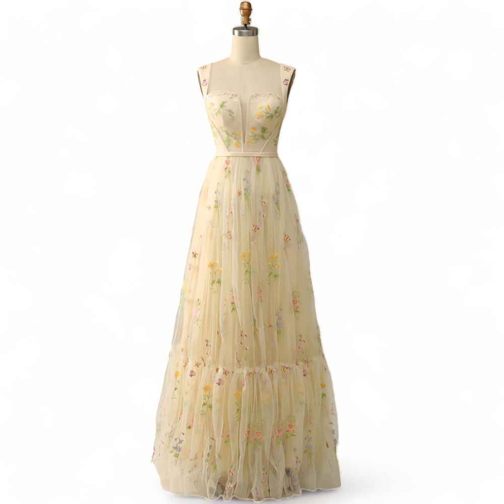 Amiri Plus Size Cream Floral Evening Dress– Hello Curve