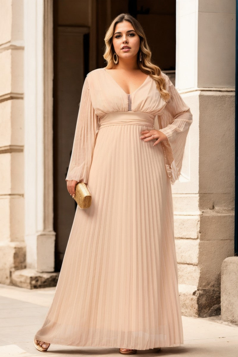 Anastasia Plus Size Grecian Pleated Evening Dress– Hello Curve