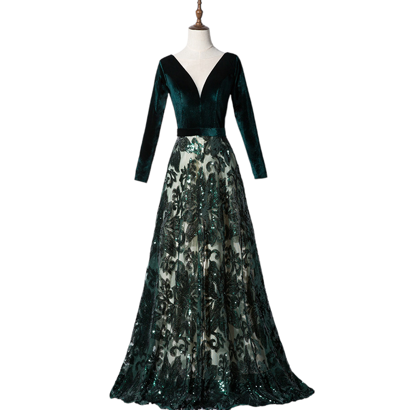 Plus Size Green Filigree Long Sleeve Gown– Hello Curve