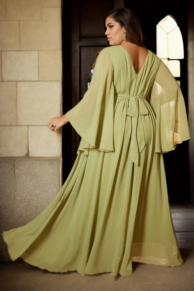 Amaris Plus Size Grecian Cape Evening Dress– Hello Curve