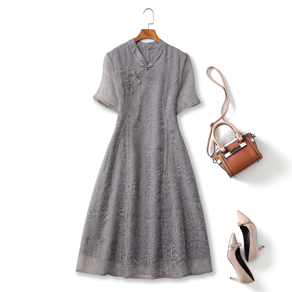 Phoebe Plus Size Grey Qipao Dress– Hello Curve