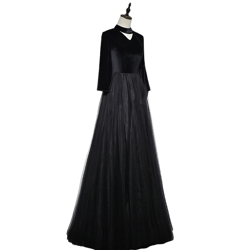 Plus Size High Neck Black Tulle Evening Dress– Hello Curve