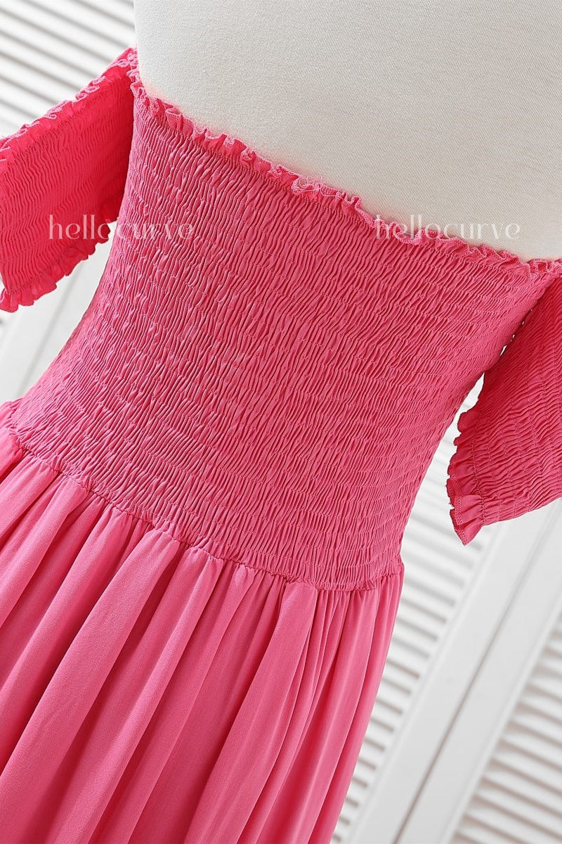 Ausha Plus Size Hot Pink Maxi Dress– Hello Curve