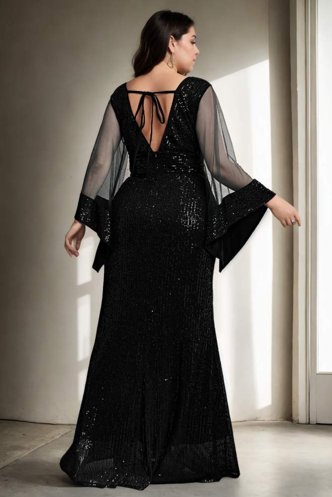 Lucile Plus Size Wide Long Sleeve Evening Dress– Hello Curve