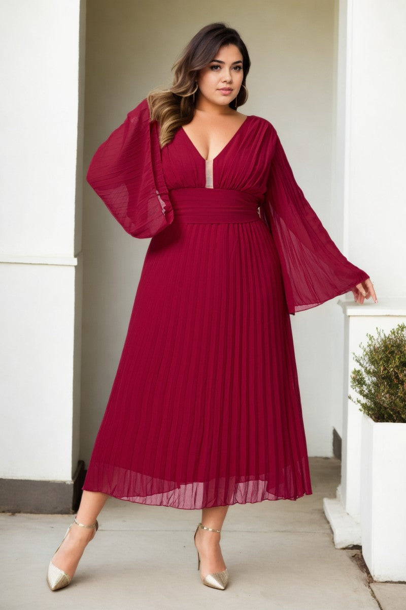 Kamila Plus Size Grecian Long Sleeve Dress– Hello Curve