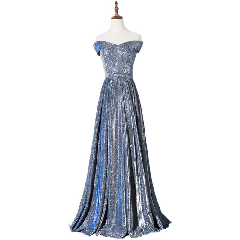 Plus Size Metallic SIlver Off Shoulder Evening Dress– Hello Curve