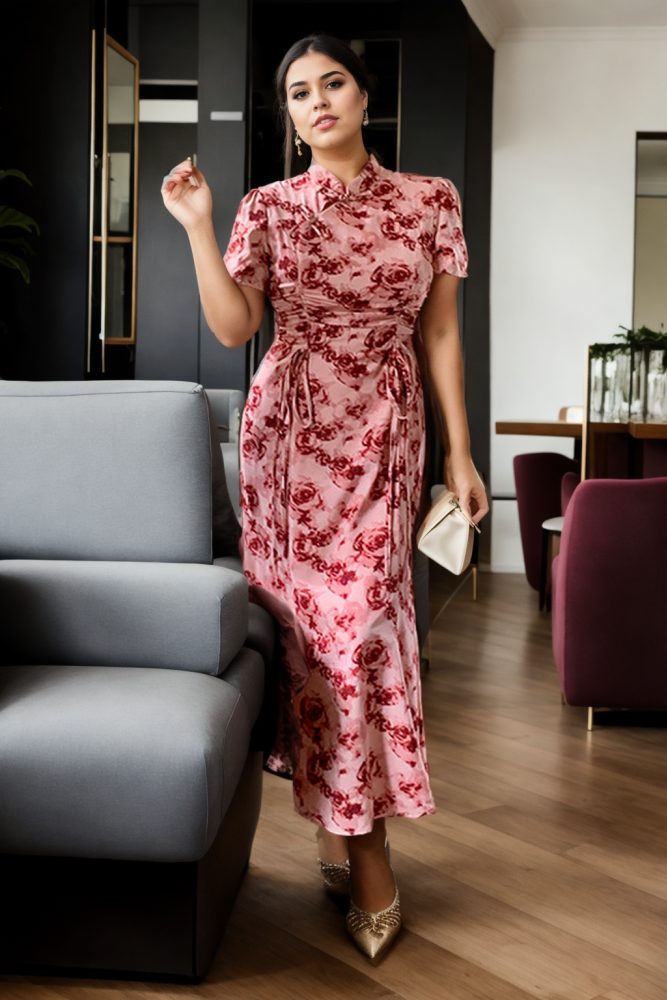 Tru Plus Size Modern Red Cheongsam Dress– Hello Curve