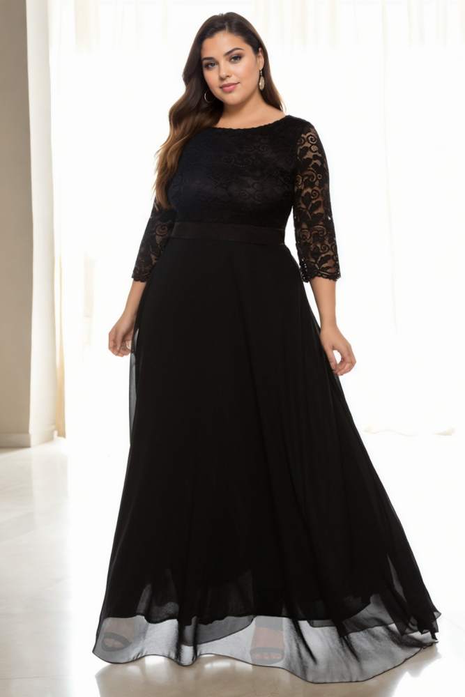 Amora Plus Size Modest Evening Dress– Hello Curve