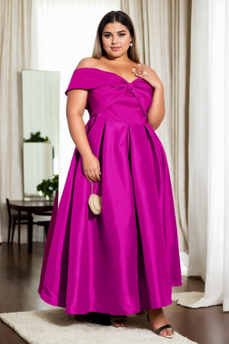 Dana Plus Size Off Shoulder A Line Gown– Hello Curve