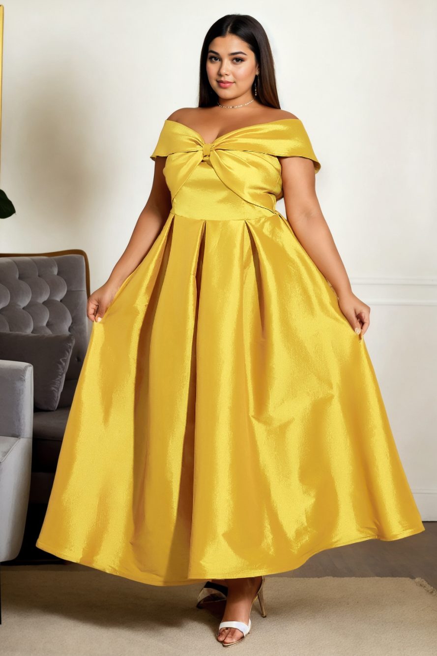 Dana Plus Size Off Shoulder A Line Gown– Hello Curve