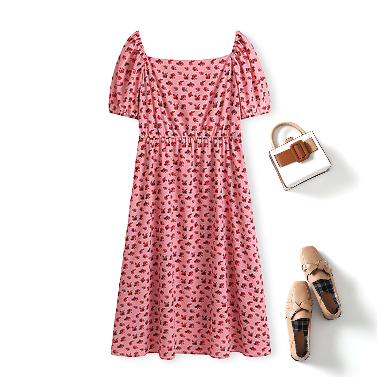 Camille Plus Size Pink Floral Midi Dress– Hello Curve