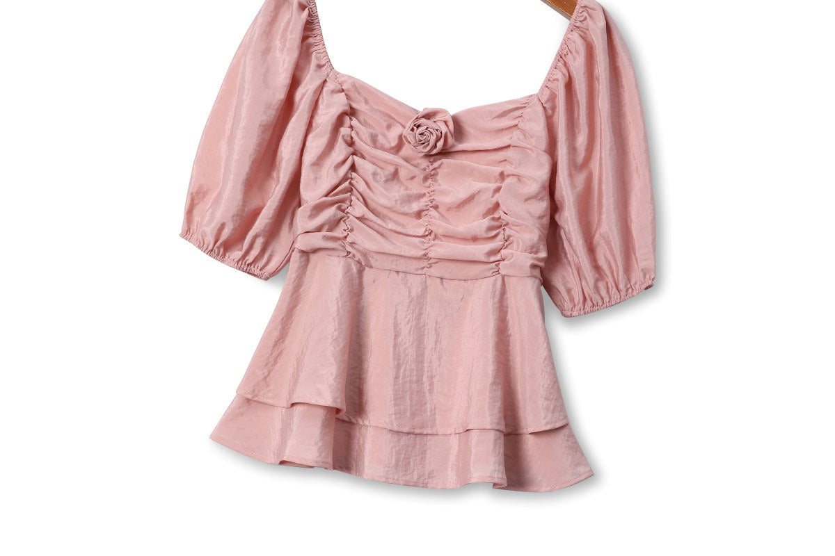 Plus Size Pink Rose Corsage Vintage Top– Hello Curve