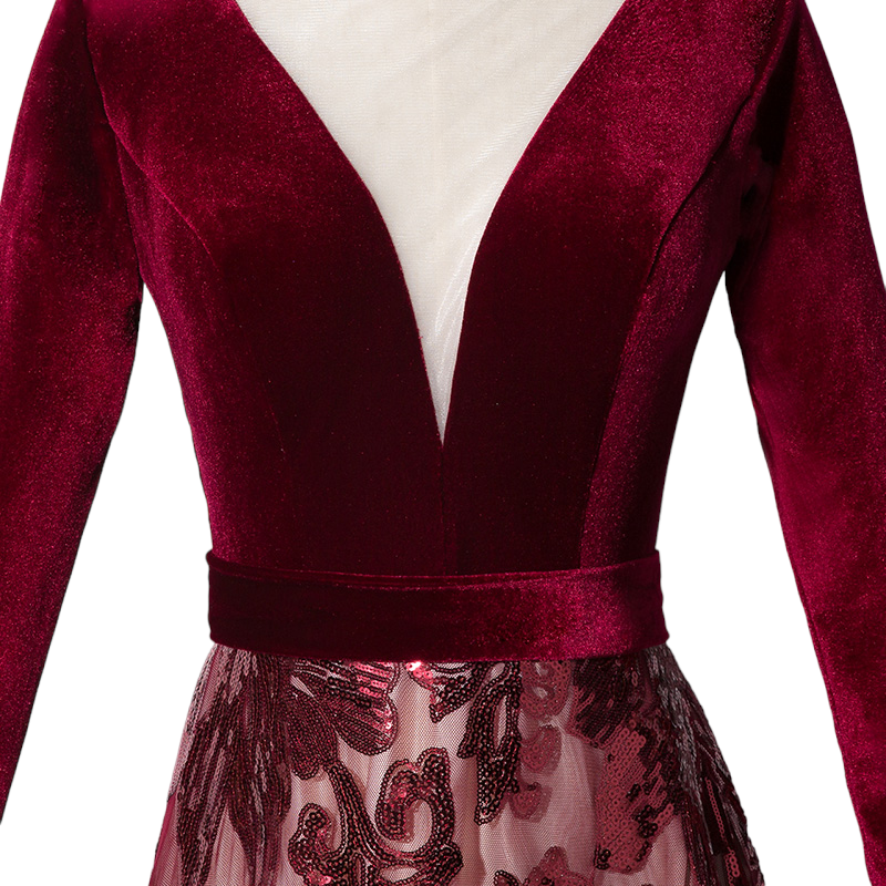 Plus Size Red Filigree Long Sleeve Gown– Hello Curve