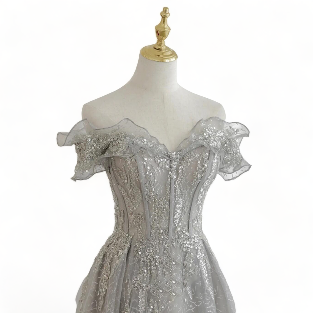 Plus Size Silver Bodice Formal Dress– Hello Curve