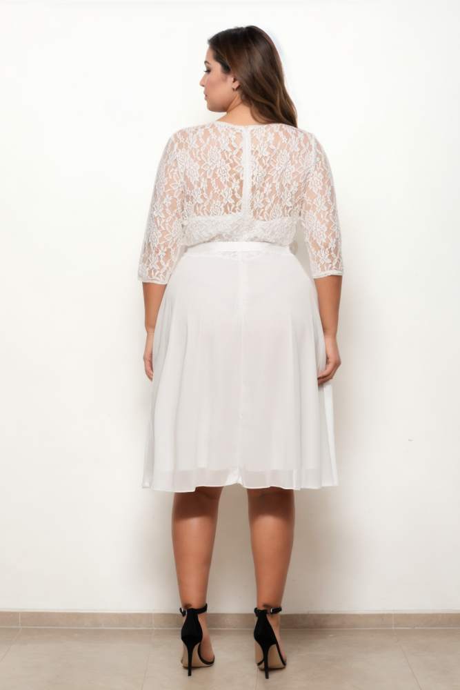Mirelle Plus Size Short Lace Formal Dress– Hello Curve