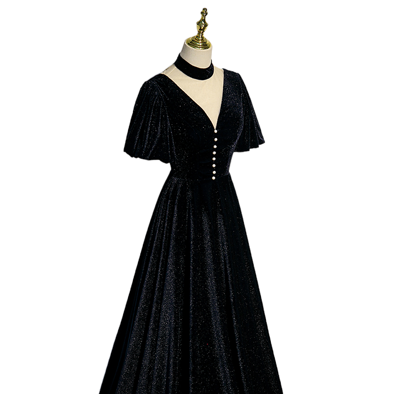 Plus Size Velvet V Neck Short Sleeve Evening Dress– Hello Curve
