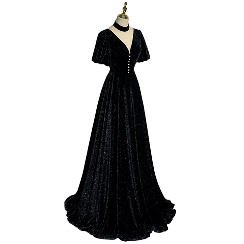 Plus Size Velvet V Neck Short Sleeve Evening Dress– Hello Curve