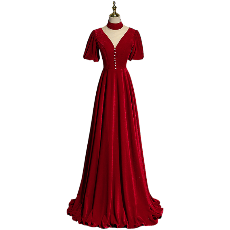 Plus Size Red Velvet Short Sleeve Evening Dress– Hello Curve