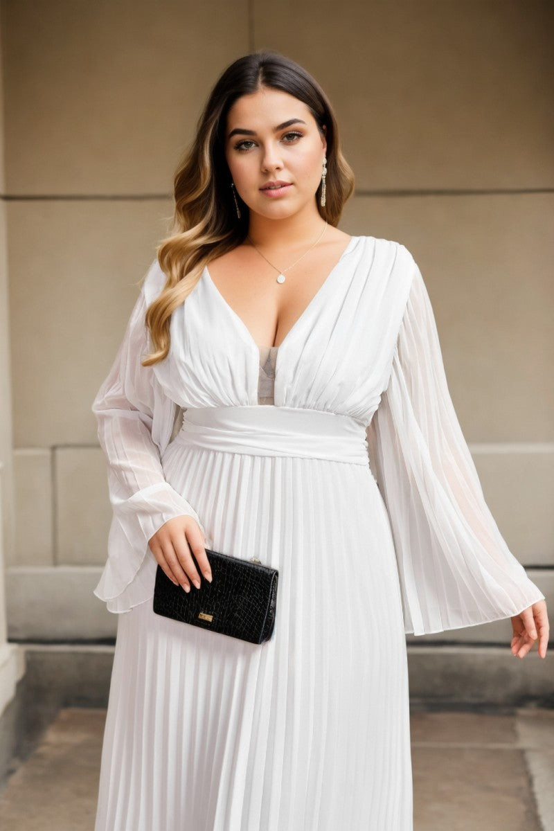 Kamila Plus Size Grecian Long Sleeve Dress– Hello Curve