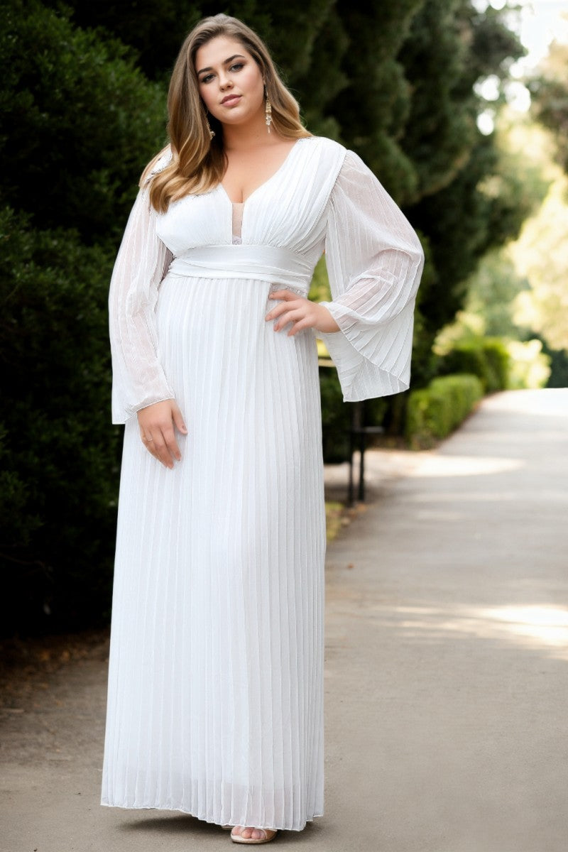 Anastasia Plus Size Grecian Pleated Evening Dress– Hello Curve