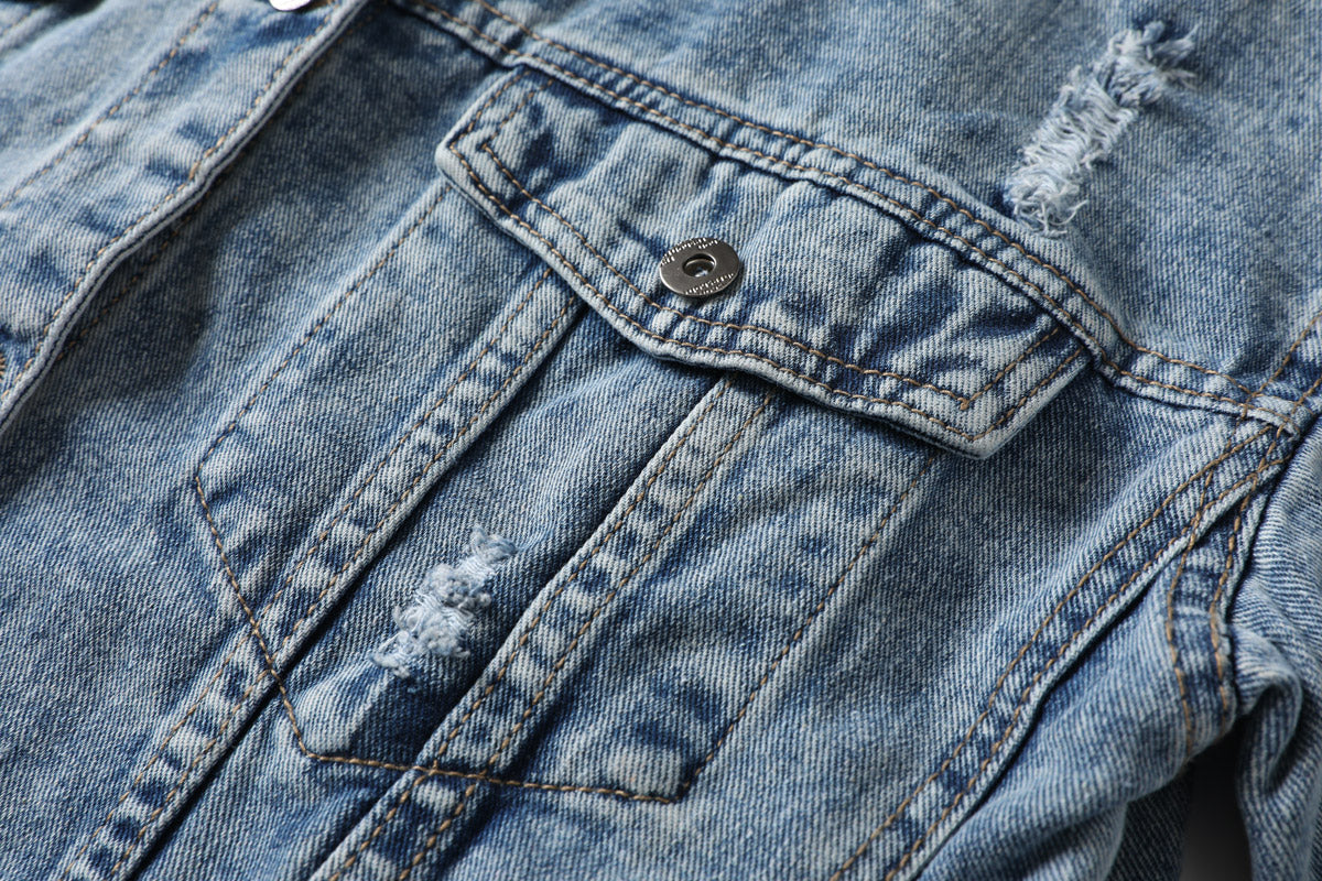 Karen Plus Size Ripped Denim Jacket (Blue)– Hello Curve