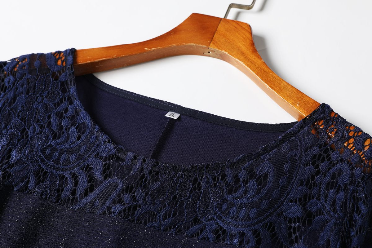 Aluma Plus Size Blue Lace Cocktail Dress– Hello Curve