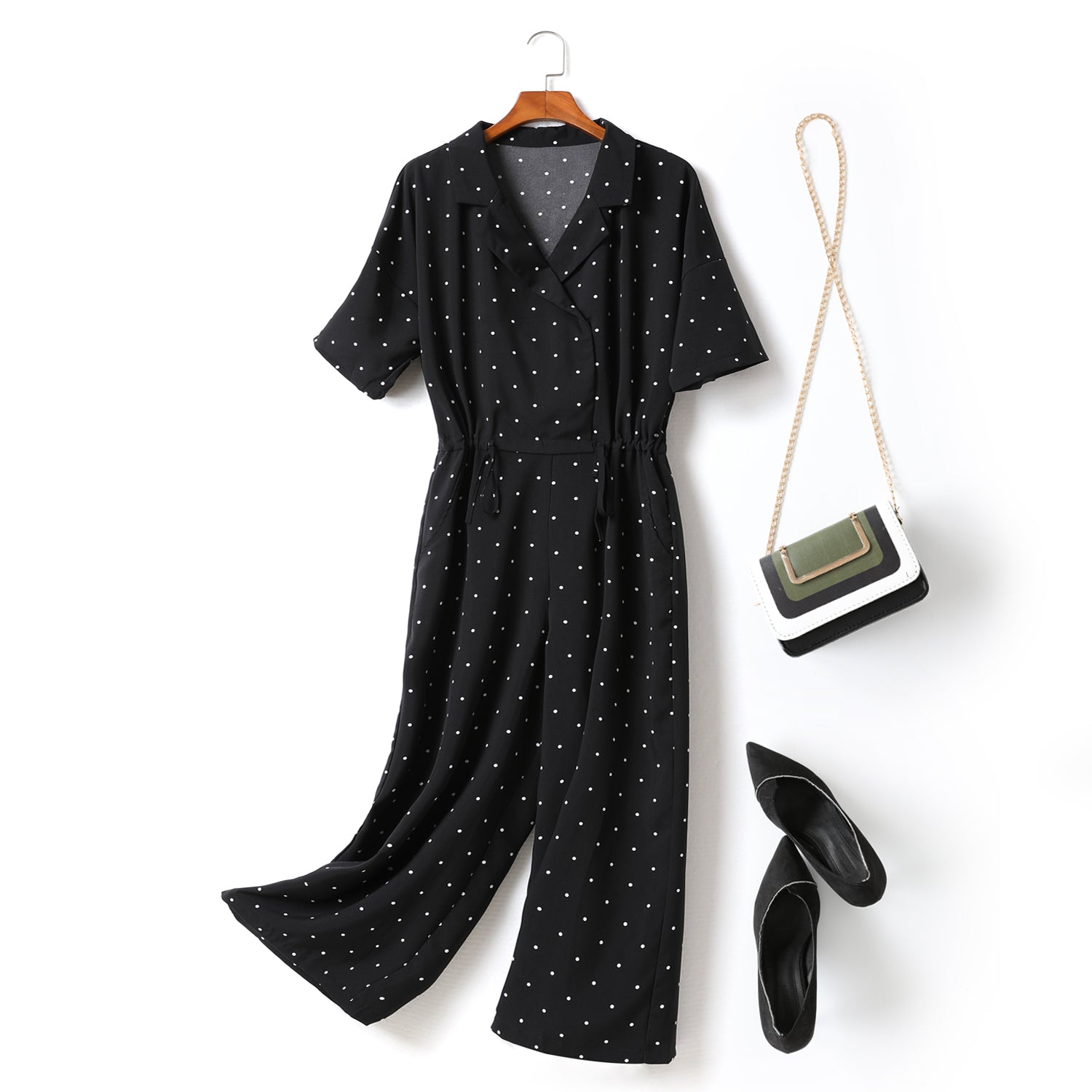 Celine Plus Size Black Polka Dots Jumpsuit– Hello Curve