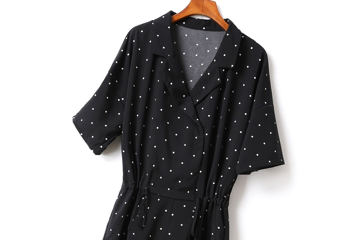 Celine Plus Size Black Polka Dots Jumpsuit– Hello Curve