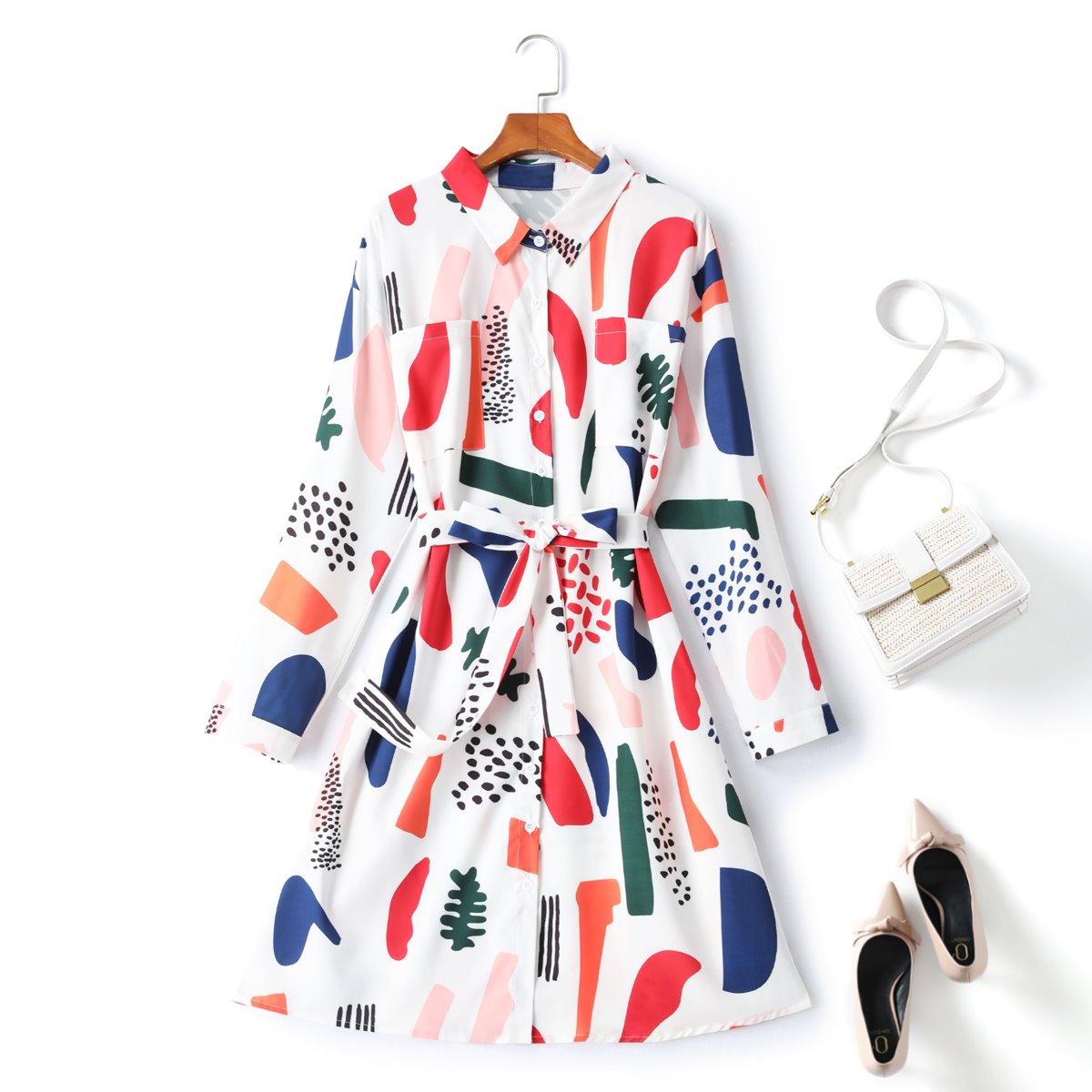 Nadette Plus Size Art Print Shirt Dress– Hello Curve