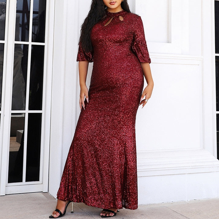 Plus Size Bodycon Sequin Gown– Hello Curve