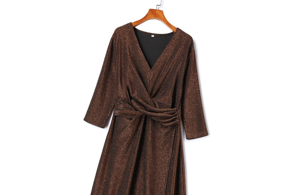 Ezza Plus Size Gold Cocktail Dress– Hello Curve