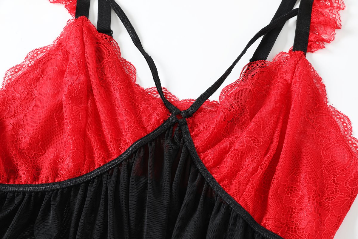 Lola Plus Size Lace Lingerie Babydoll Slip Dress and G String Panty ...