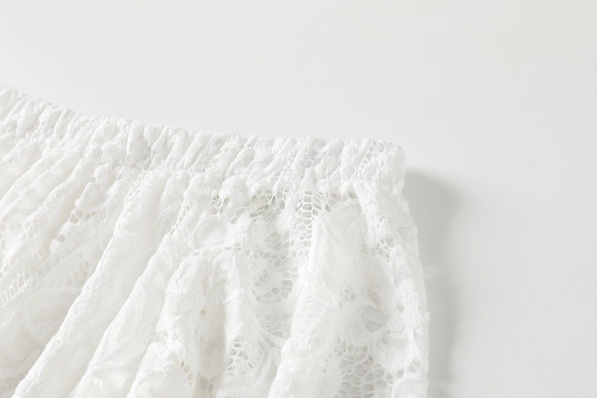 Enrika Plus Size Off The Shoulder White Lace Midi Dress– Hello Curve