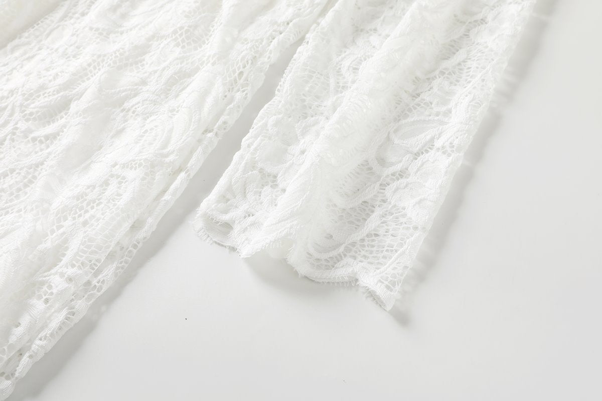 Enrika Plus Size Off The Shoulder White Lace Midi Dress– Hello Curve